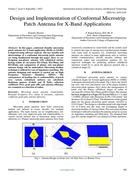 Design And Implementation Of Conformal Microstrip Patch Antenna For X