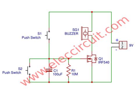 Simple Time Delay Circuit Using MOSFET ElecCircuit
