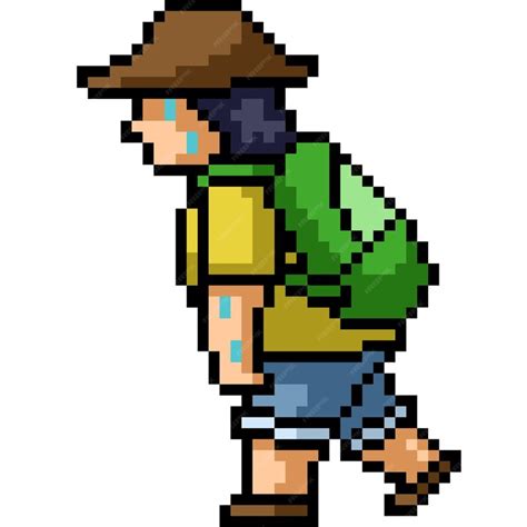 Premium Vector Pixel Art Of Man Travel Backpack