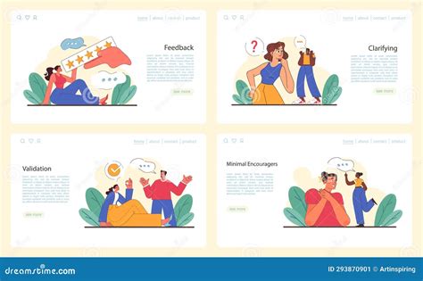 Active Listening Skill Set Attentive Business Character Or Employee Soft Stock Illustration