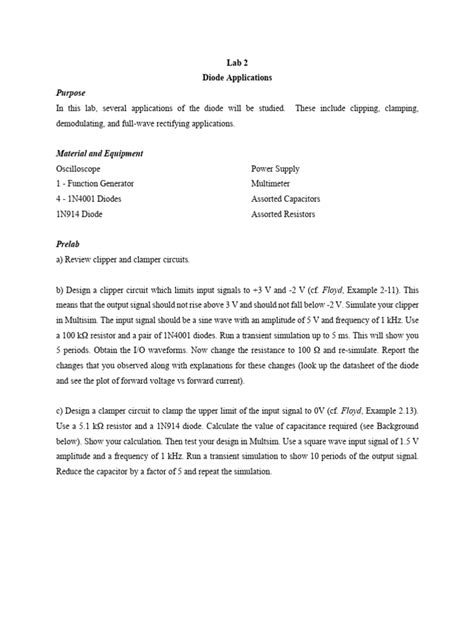 lab 2 1 pdf rectifier electronic engineering
