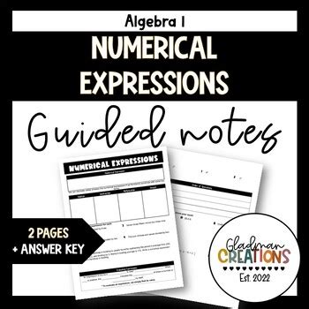 Numerical Expressions Algebra Guided Notes By Gladman Creations