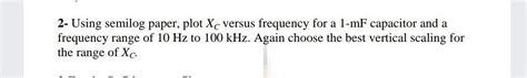 solved 2 using semilog paper plot xc versus frequency for