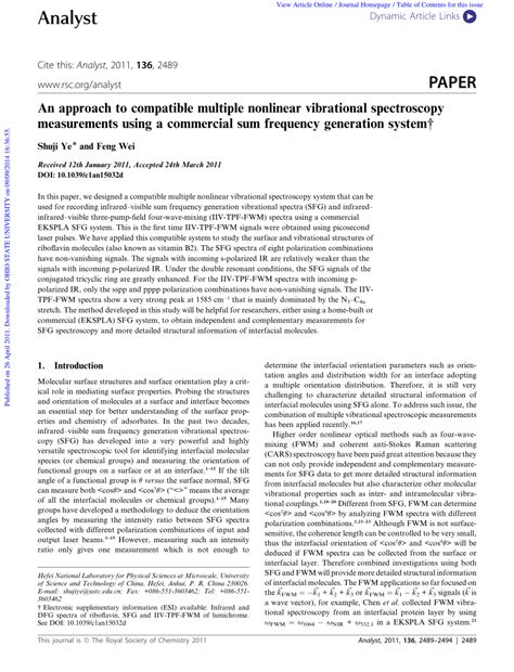 Pdf An Approach To Compatible Multiple Nonlinear Vibrational
