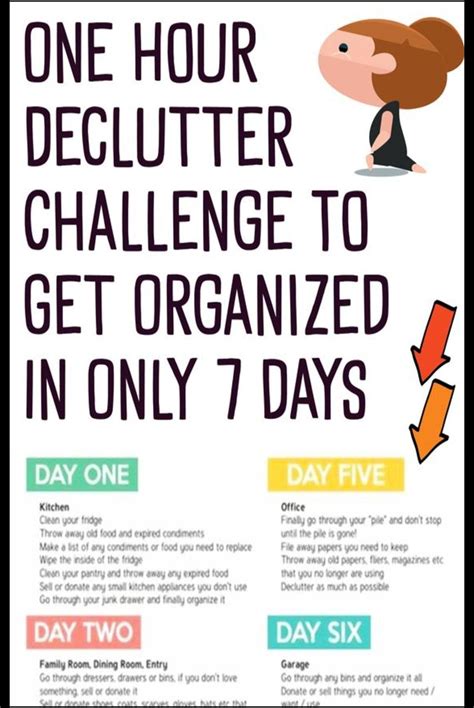 a poster that says one hour declutter challenge to get organized in