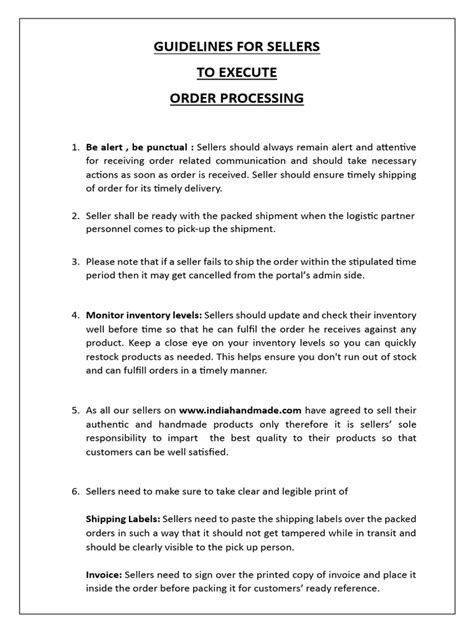 Guidelines Order Processing Pdf Dangerous Goods Online Shopping