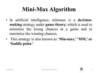 AI3391 Artificial Intelligence Session 15 Min Max Algorithm Pptx