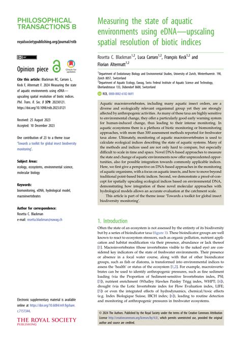Pdf Measuring The State Of Aquatic Environments Using Edna—upscaling Spatial Resolution Of