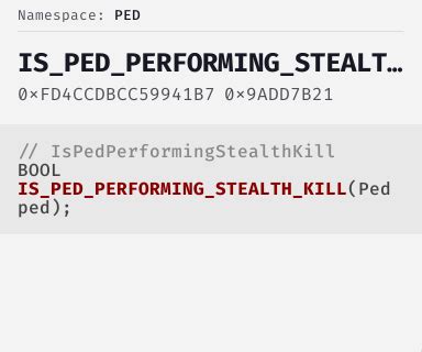 IsPedPerformingStealthKill FiveM Natives Cfx Re Docs