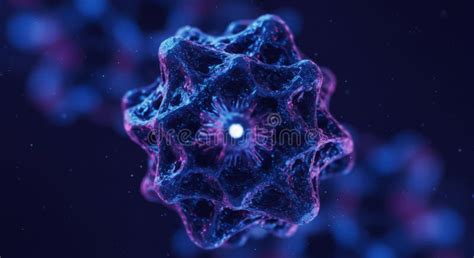 Glowing Microscopic Cell Structure In Purple And Blue Stock Illustration Illustration Of