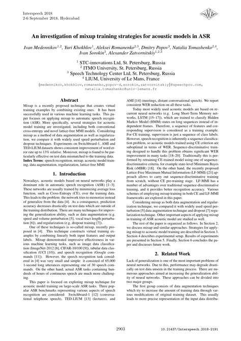 Pdf An Investigation Of Mixup Training Strategies For Acoustic Models In Asr