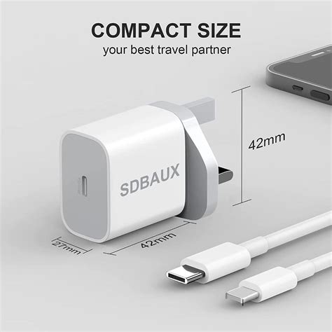 Sdbaux W Usb C Wall Charger Usb C Plug Fast Charge With M Usb C To Lightening Cable Pd