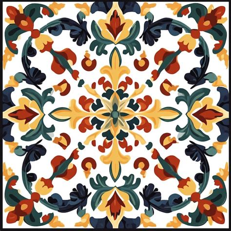 A Close Up Of A Colorful Tile With A Flower Design Generative Ai Premium Ai Generated Image