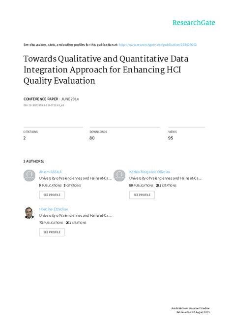 Pdf Towards Qualitative And Quantitative Data Integration Approach