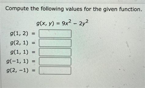 Solved Compute The Following Values For The Given Function Chegg