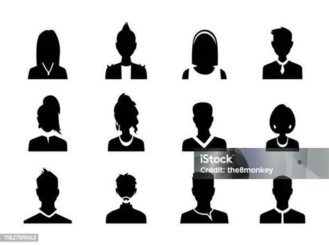 비즈니스 아바타 프로필 사진과 벡터 남성과 여성의 집합입니다 아바타 실루엣 검은색에 대한 스톡 벡터 아트 및 기타 이미지