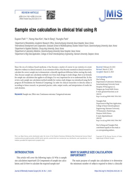 Sample Size Calculation Pdf Type I And Type Ii Errors Effect Size