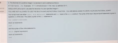 Solved The Factorial Of A Positive Integer N Is Denoted Nl