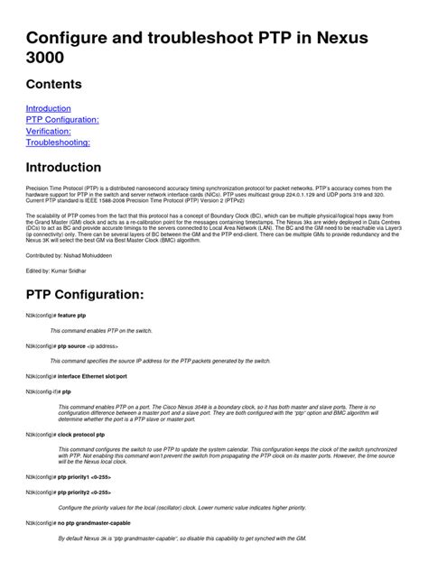 Configure And Troubleshoot Ptp In Nexus Pdf Network Protocols Service Industries