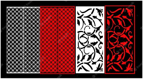 Premium Vector Decorative Wall Panels Set Jali Design Cnc Pattern