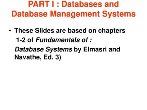 ppt part i databases and database management systems powerpoint