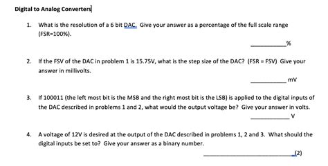 Solved Digital To Analog Converters 1 What Is The