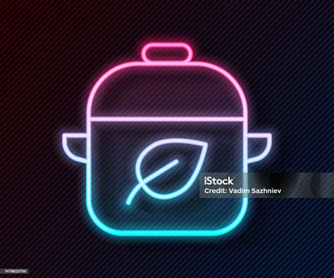 검은 배경에 고립 된 빛나는 네온 라인 비건 음식 다이어트 아이콘 유기농 바이오 에코 심볼 비건 고기 없음 유당 무료 건강 신선하고 비폭력적인 음식 벡터 0명에 대한 스톡