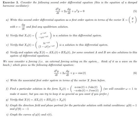 Solved Consider The Following Second Order Differential