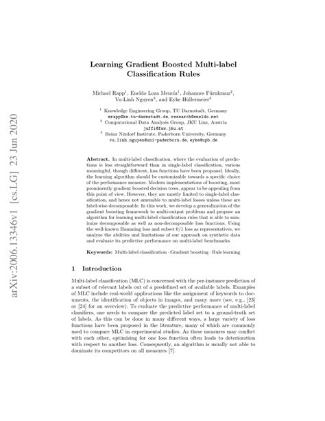 Pdf Learning Gradient Boosted Multi Label Classification Rules