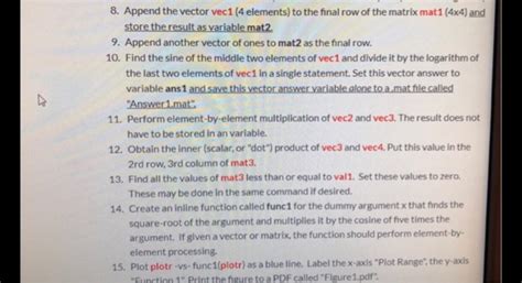 solved 8 append the vector vec1 4 elements to the final