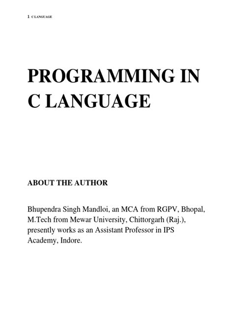 C Language Pdf Control Flow C Programming Language