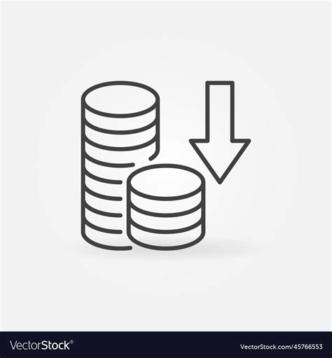 Coins With Arrow Devaluation Concept Thin Line Vector Image