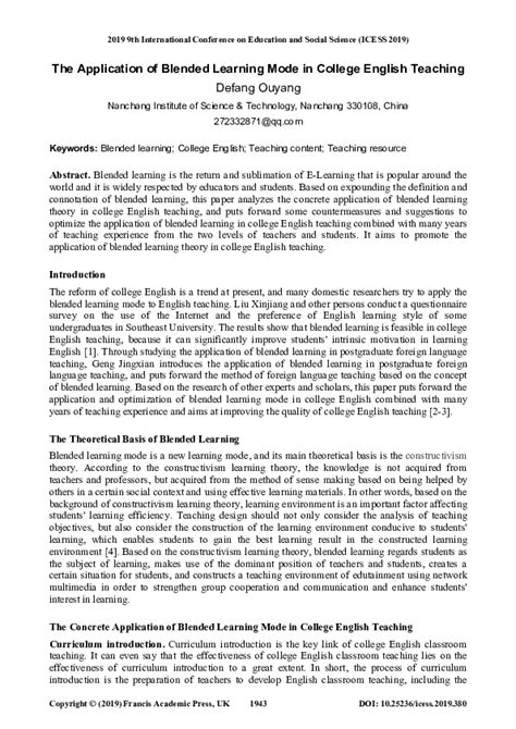 The Application Of Blended Learning Mode In College English Teaching