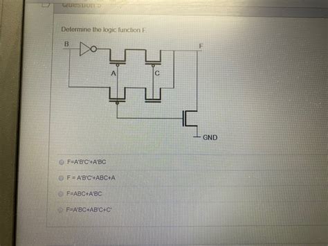 solved determine the logic function f feab c b c feabc f