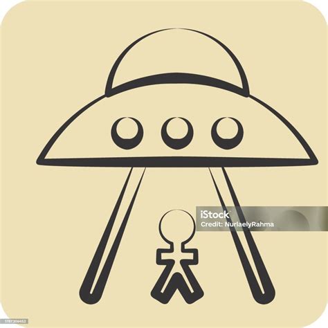 아이콘 Ufo 공백 기호와 관련이 있습니다 손으로 그린 스타일입니다 심플한 디자인 편집 가능 간단한 일러스트레이션 3차원 형태에 대한 스톡 벡터 아트 및 기타 이미지