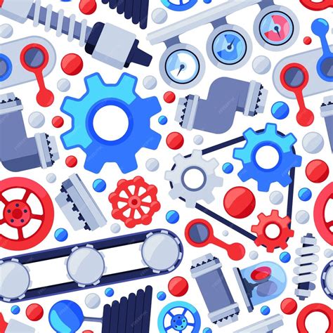 Premium Vector Robotic Gears Pattern Industrial Machinery Pictures Robotic Details Garish