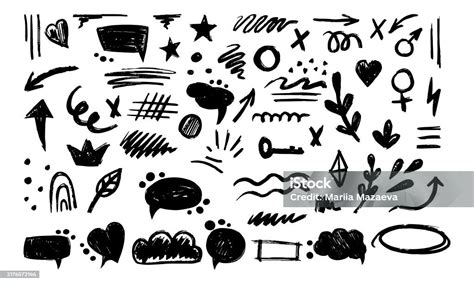 손으로 그린 연필 컬러 브러시 요소 크레용 효과가있는 브러시 분필 질감 아이들의 스타일에 벡터 일러스트 레이 션 크레용 브러쉬