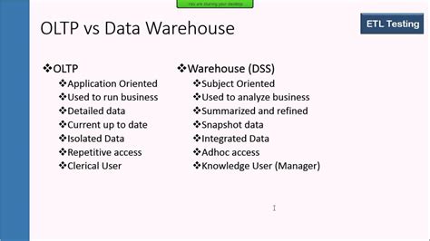 Etl Testing Training Tutorial Informaticadatawahousing Day 1 Youtube