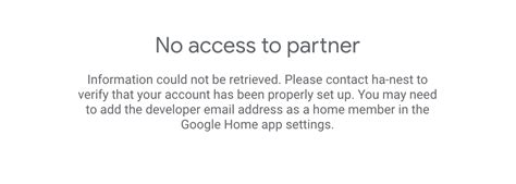 Google Nest Integration Configuration Error No Access To Partner Third Party Integrations
