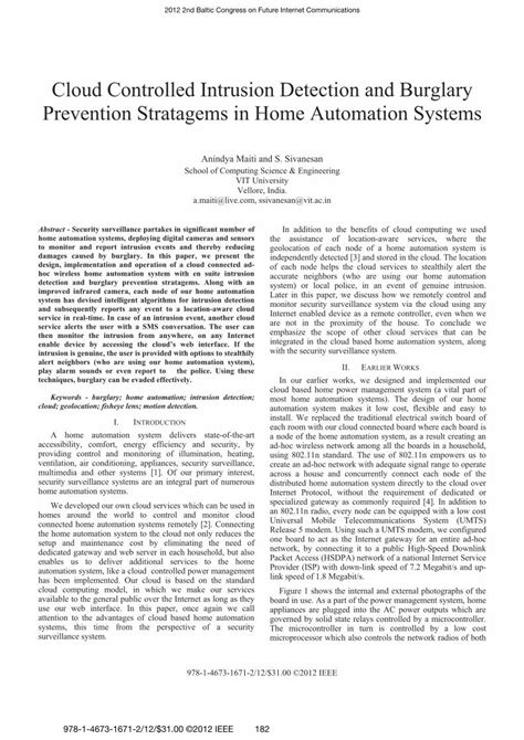 PDF Cloud Controlled Intrusion Detection And Burglary Prevention Strategems DOKUMEN TIPS