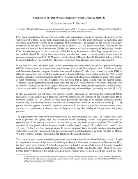 Pdf Comparison Of Fetal Phonocardiogram Wavelet Denoising Methods
