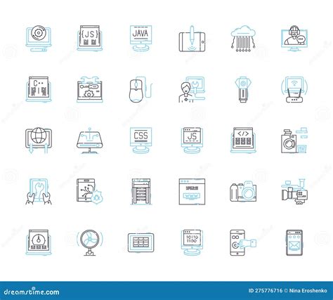 Cyber Security Linear Icons Set Encryption Malware Firewall Hackers Phishing