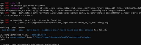 unknown git error directory not empty but it is empty by using