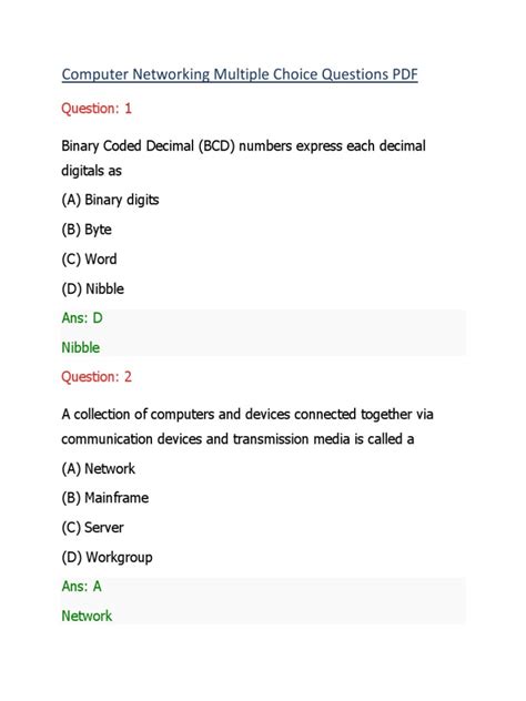 Computer Networking Multiple Choice Questions Answers Pdf Pdf