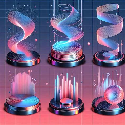 Premium Photo Set 3d Hologram Disk On Holographic Background Flying