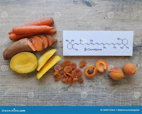 Beta Carotene High Food With Structural Chemical Formula Of Beta
