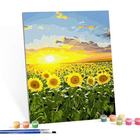 Diy 페인팅 캔버스 명화 그림 그리기 빛나는 해바라기 40x50 오피스팁