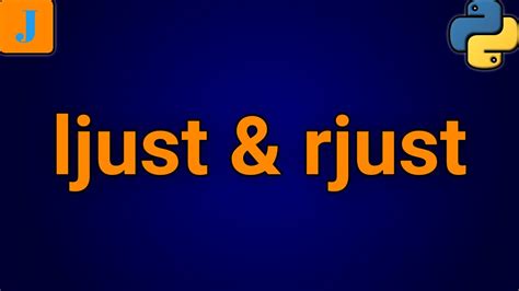 Ljust And Rjust In Python Youtube