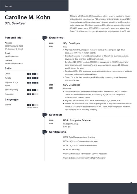 Sql Developer Resume—sample And 25 Writing Tips