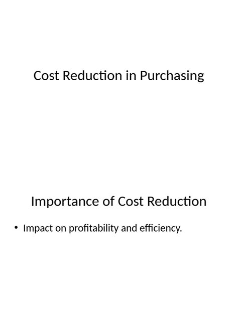 Cost Reduction In Purchasing Pdf